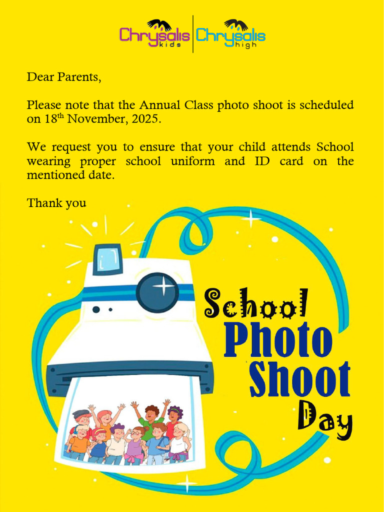 Annual Class Photo Shoot Reminder | PDF