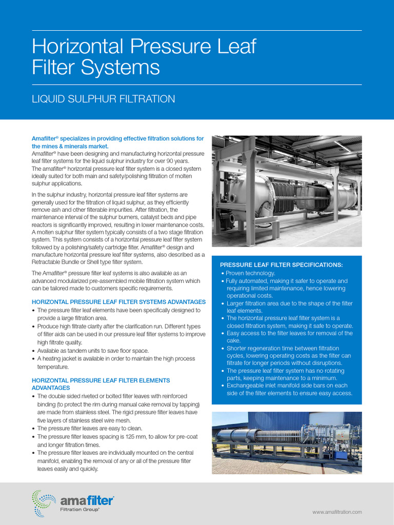 HPLF Systems For Liquid Sulphur Applications | PDF | Filtration | Valve