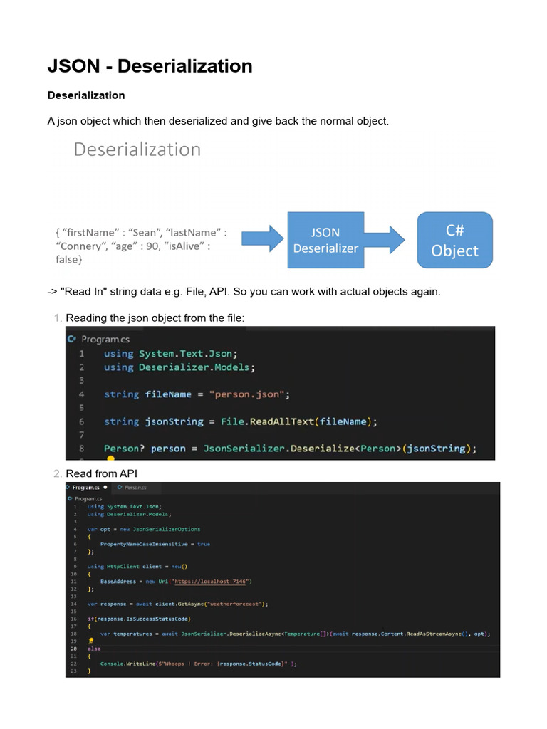 JSON - Deserialization | PDF