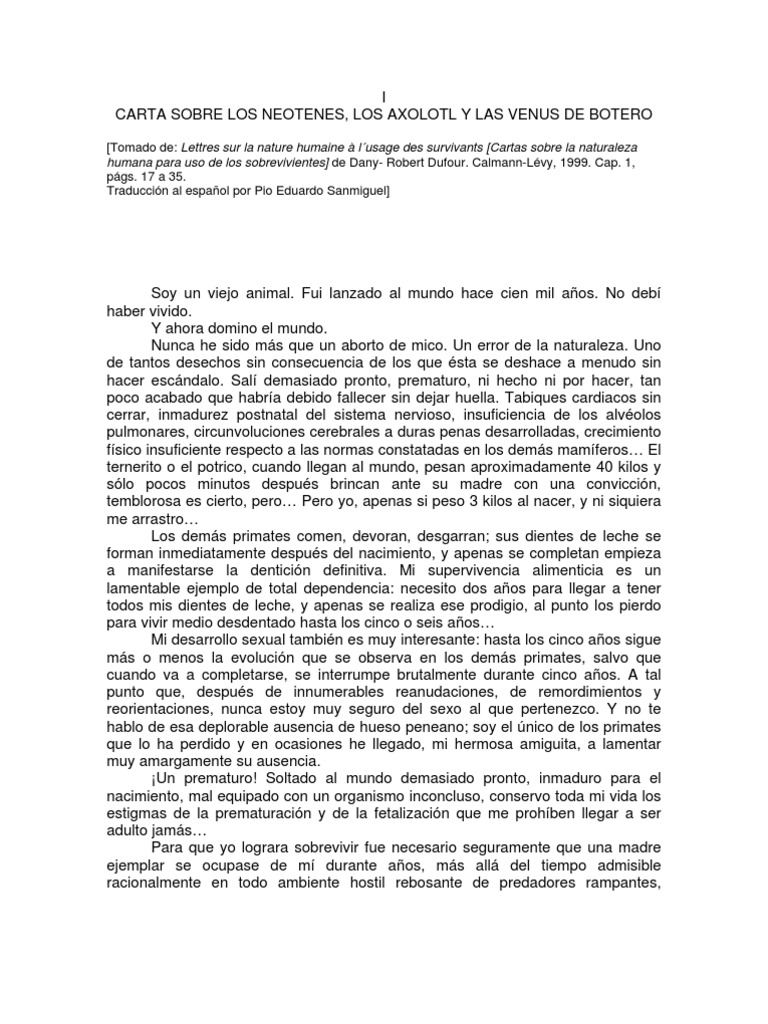 Neotenia y la condición humana: un análisis | PDF | Libros para ...