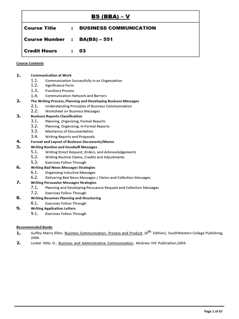 Business Communication Course Overview | PDF | Memorandum | Résumé