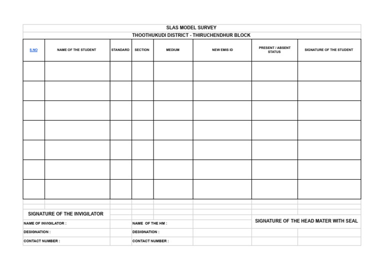 Slas Model Survey Format | PDF