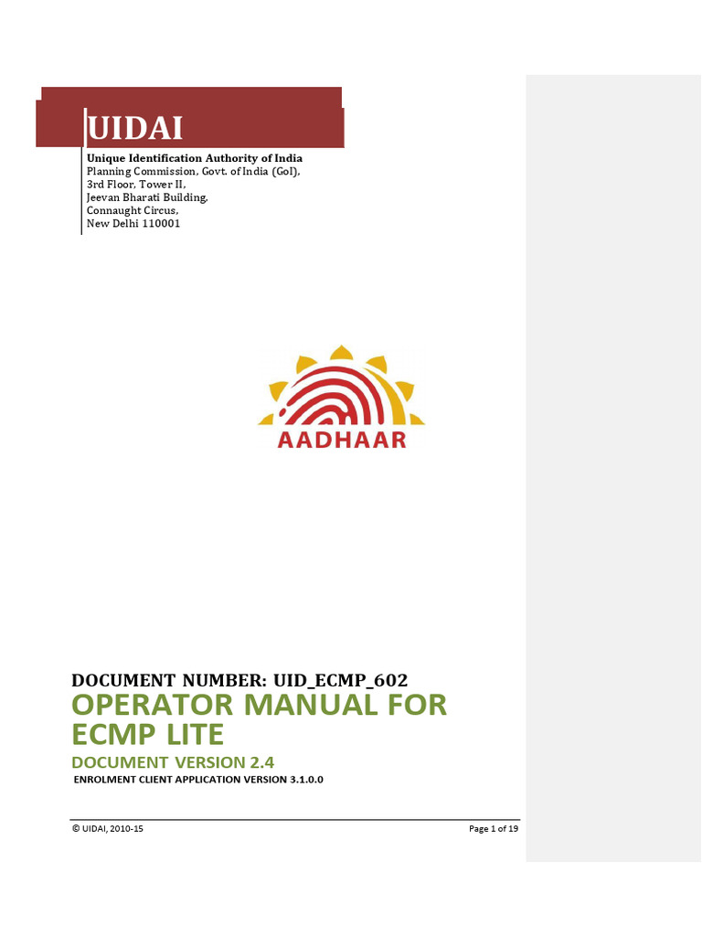 ECMP Lite Operator Manual Version 2.4 | PDF | Databases | Computer File