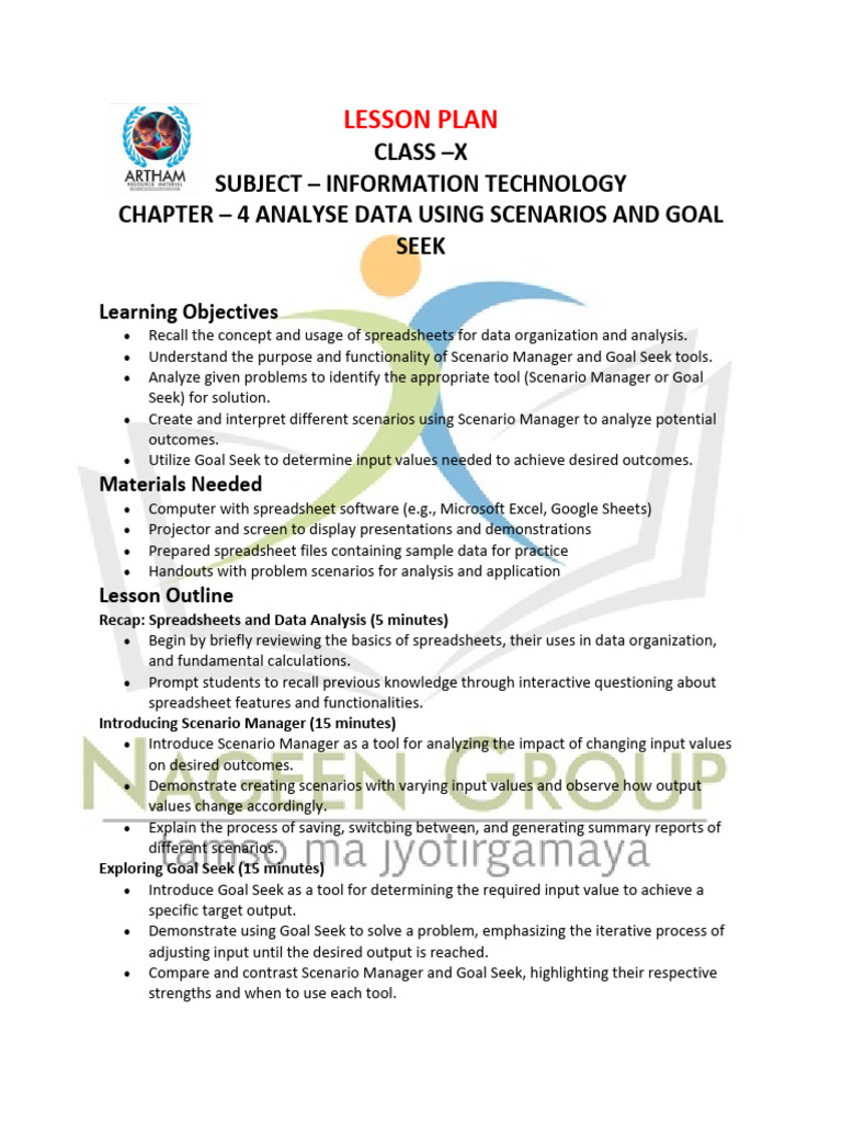 Class x Lesson Plan Information Technology Chapter - 4 | PDF ...