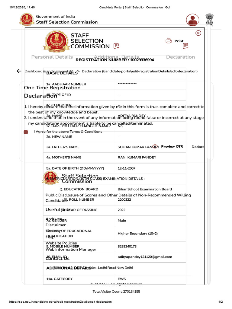 SSC Candidate Declaration Form Guide | PDF | Educational Assessment And ...