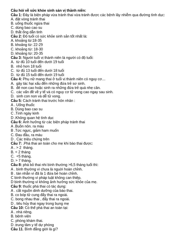 Cau Hoi SKSS VTN - Ko Dap An | PDF