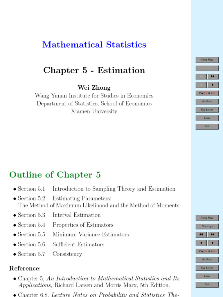 Chapter 5 Estimation | PDF | Estimation Theory | Estimator