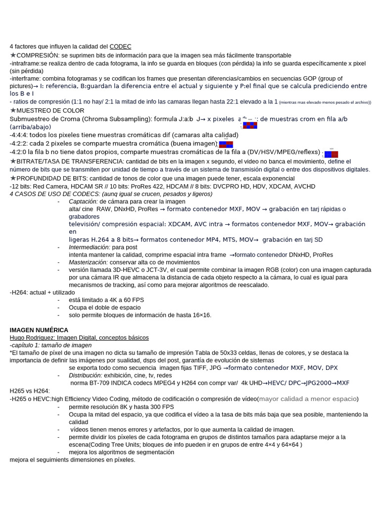 Factores Clave en la Calidad del CODEC | PDF | Color | Ligero