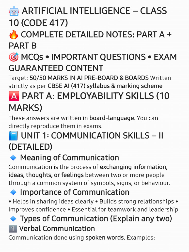 AI Notes Class X | PDF