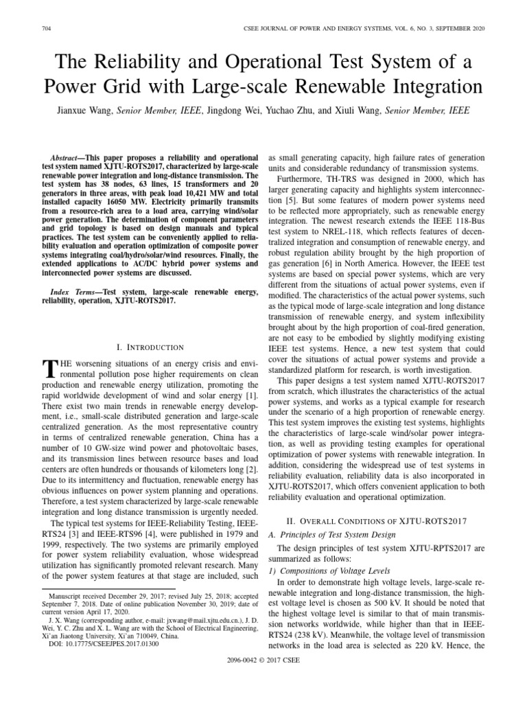 Reliability Test System for Renewables | PDF | Electrical Grid ...