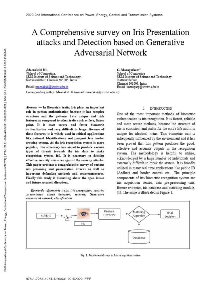 Iris Presentation Attack Detection Survey | PDF | Biometrics | Deep ...