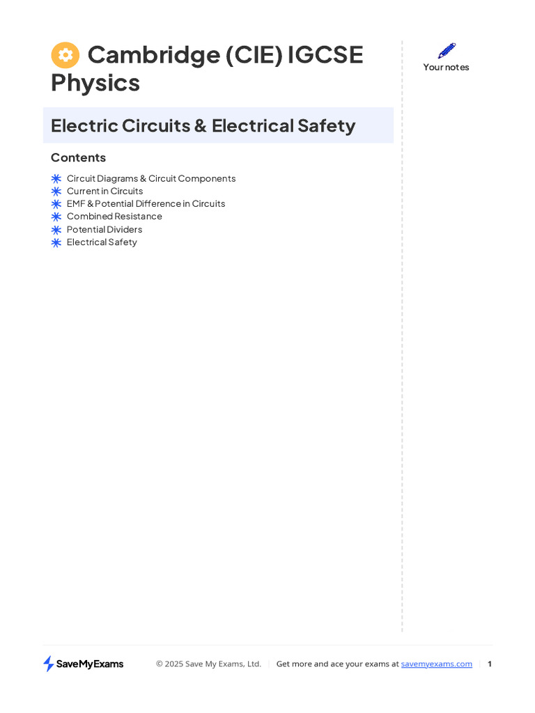 Topic 4 - #3 - Electric Circuits & Electrical Safety | PDF | Series And ...