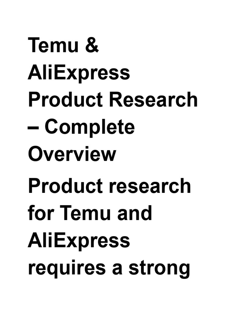 Temu & AliExpress Product Research Guide | PDF | Pricing | Sales