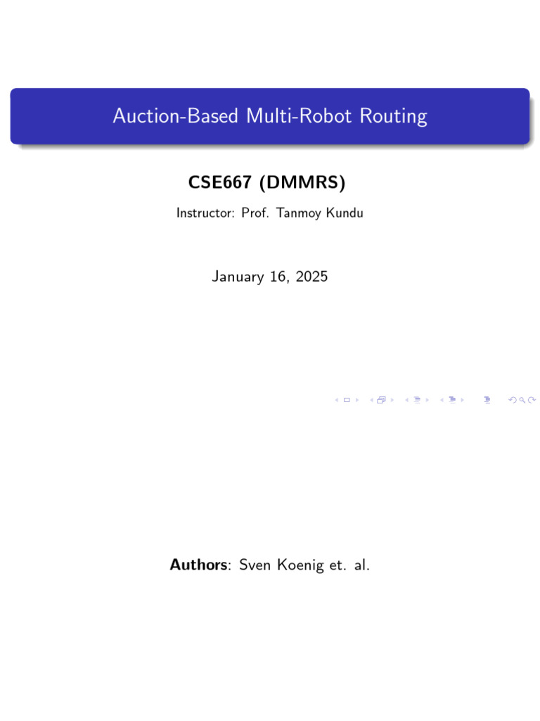 CSE667 Auction Based Multi Robot Routing | PDF | Loss Function | Algorithms