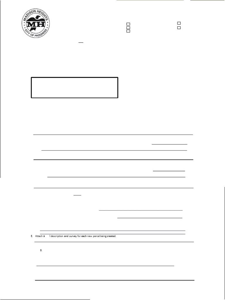Madison Heights Land Division Application | PDF | Land Lot | Easement