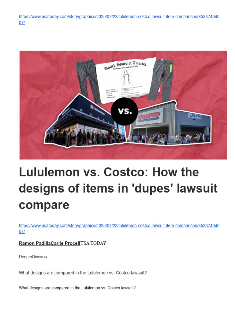 Lululemon vs. Costco Dupes Lawsuit Analysis | PDF | Costco | Clothing