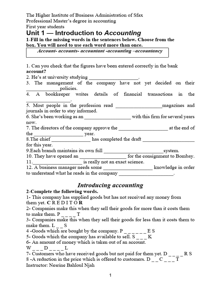 1-Unit 1 Introduction To Accounting PDF | PDF | Balance Sheet | Economies