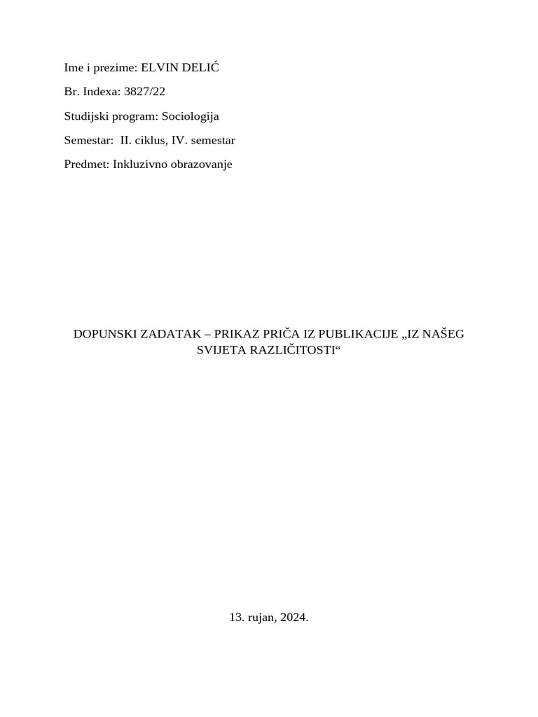 Iz Našeg Svijeta Različitosti | PDF