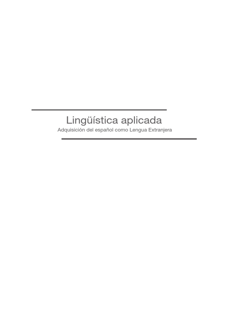 Adquisición del español como lengua extranjera | PDF | Aprendizaje ...