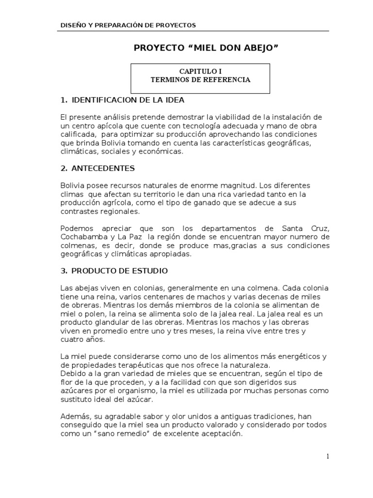 Proyecto Miel Don Abejo | PDF | Miel | Apicultura