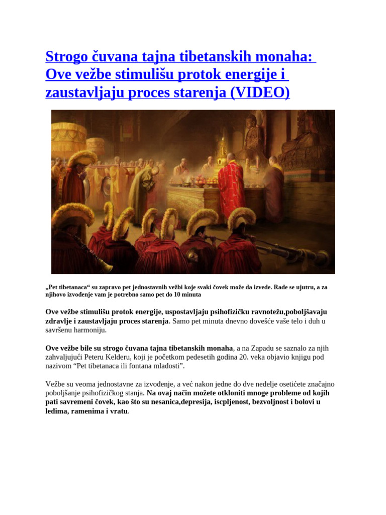 Strogo Čuvana Tajna Tibetanskih Monaha | PDF