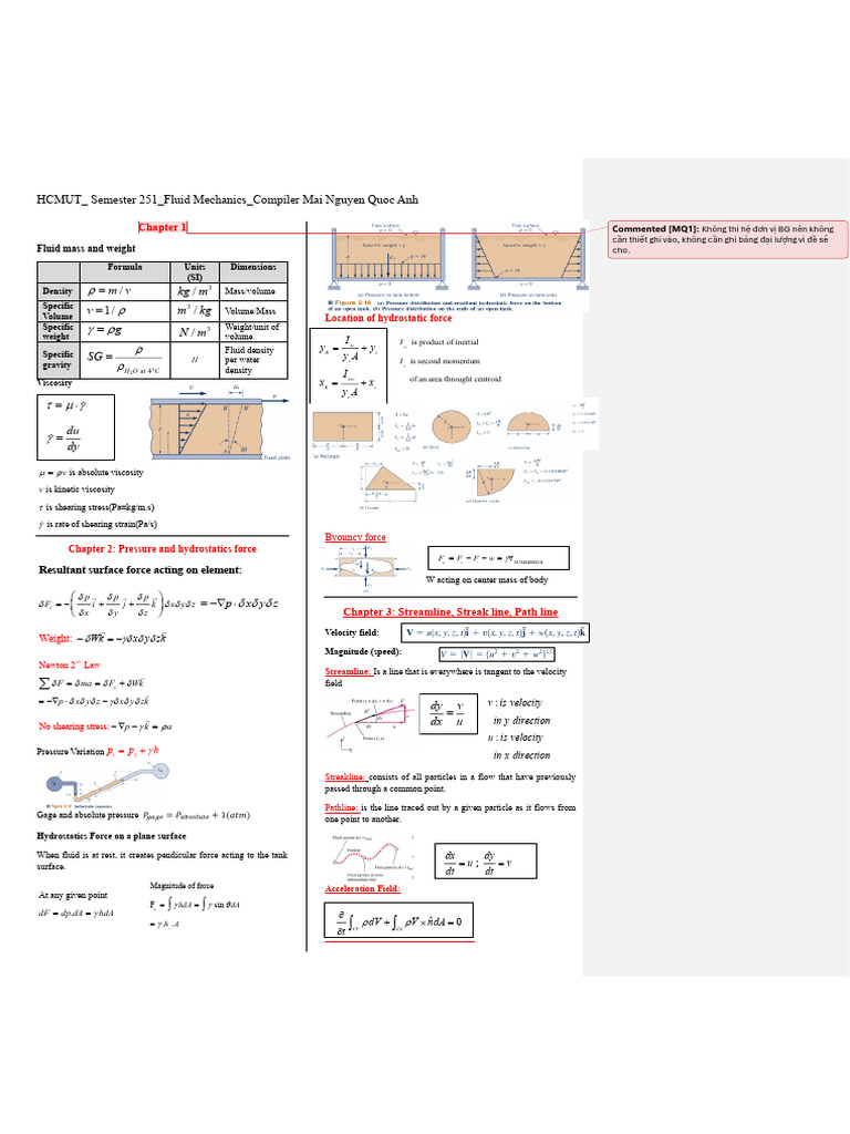 Fluid Mechanics Final Handout | PDF | Boundary Layer | Fluid Dynamics