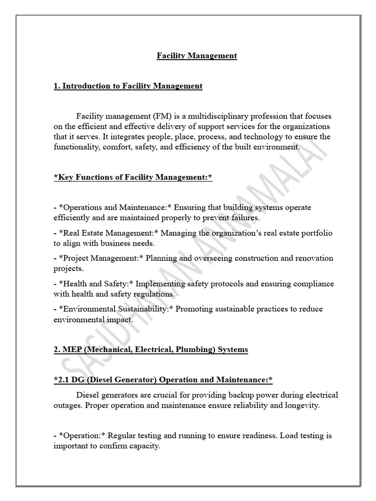 Comprehensive Guide to Facility Management | PDF | Regulatory ...