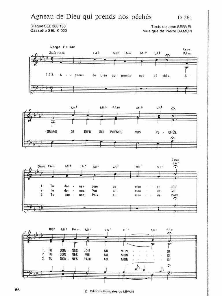 Agneau de Dieu Qui Prends Nos Peches D261 | PDF