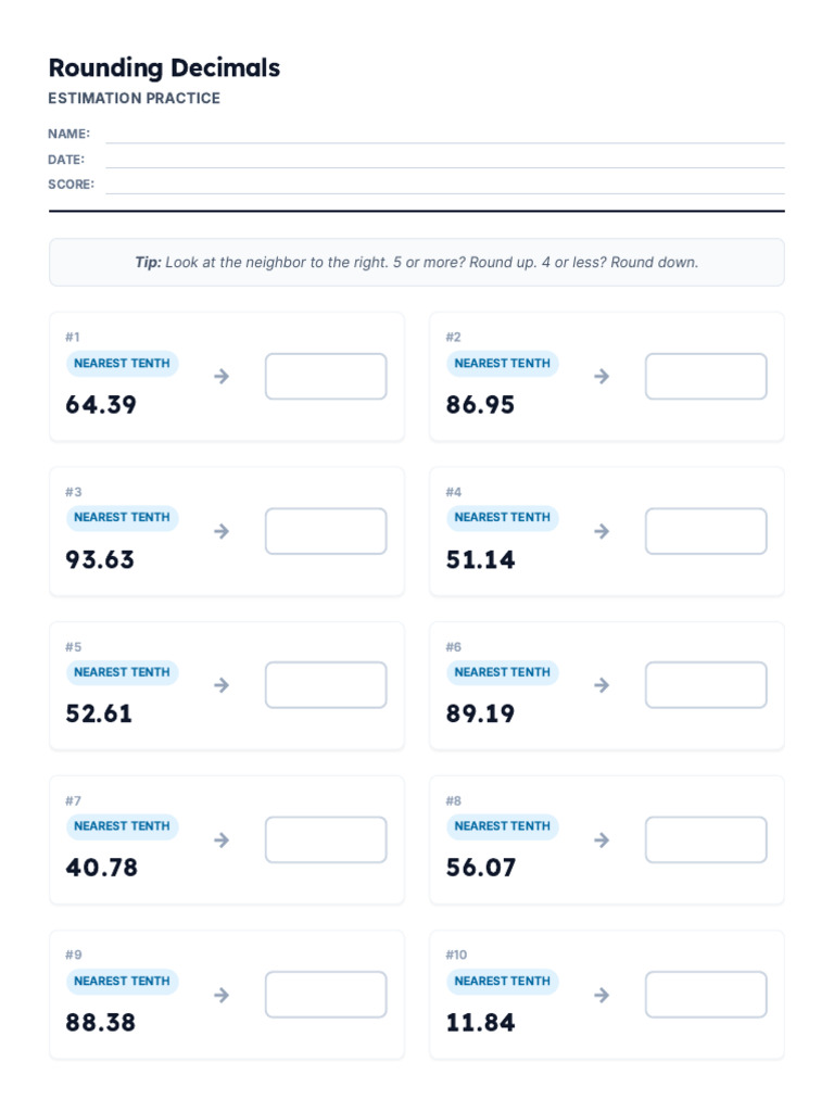 Unlimited Free Rounding Decimals Worksheet PDF | PDF | Arithmetic ...