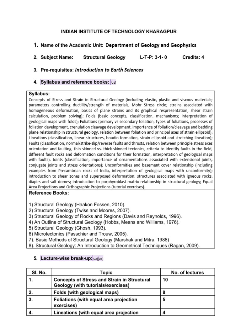 Structural Geology Course Syllabus | PDF | Structural Geology | Geology
