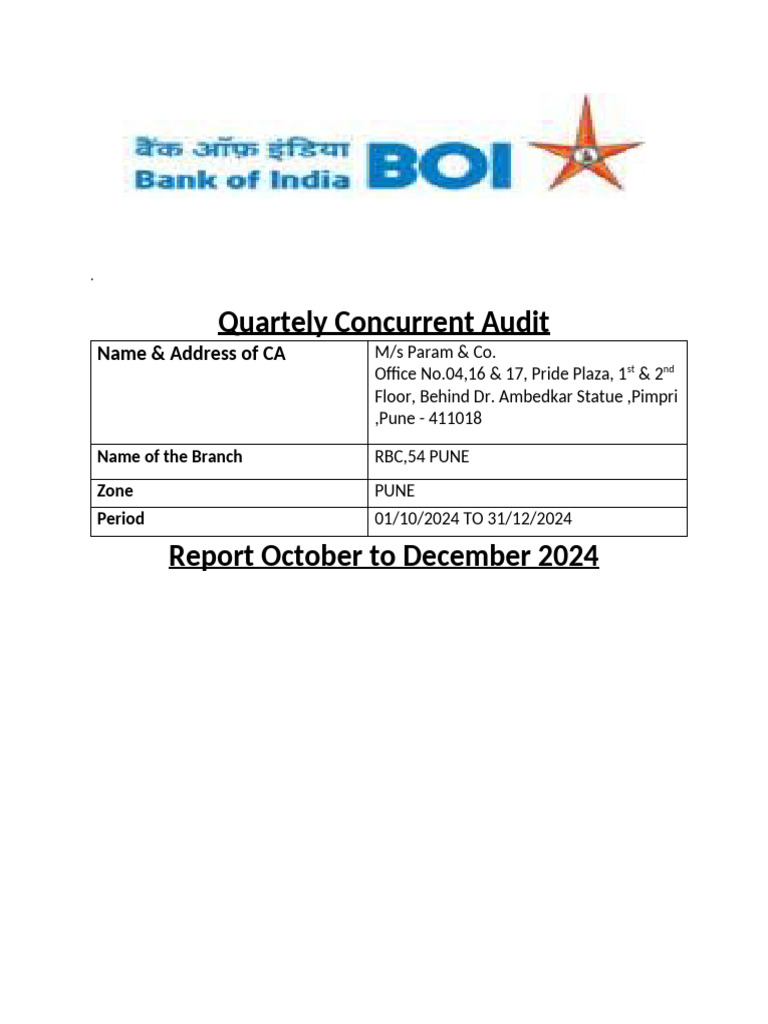 Quartely Concurrent Audit | PDF