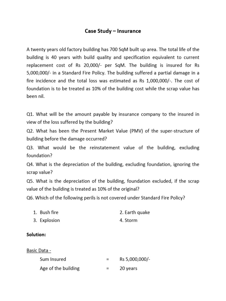 Insurance Case Study: Fire Damage Analysis | PDF | Depreciation | Insurance