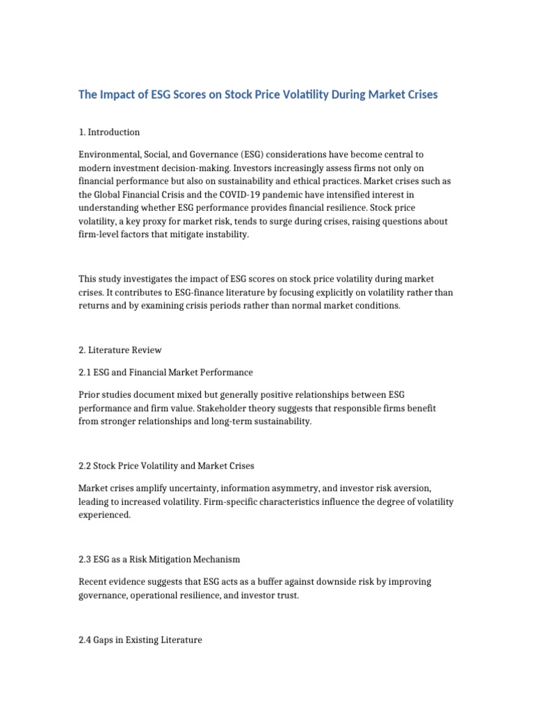 ESG Volatility Journal Draft | PDF | Risk | Market (Economics)