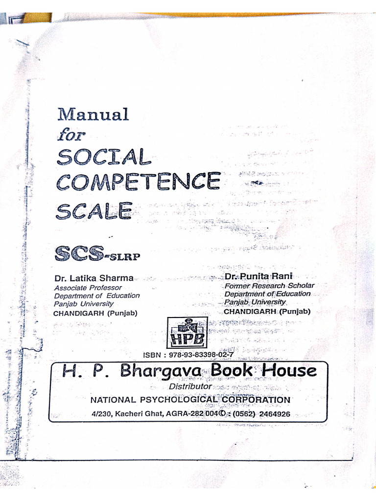 Social Competence Scale Manual | PDF