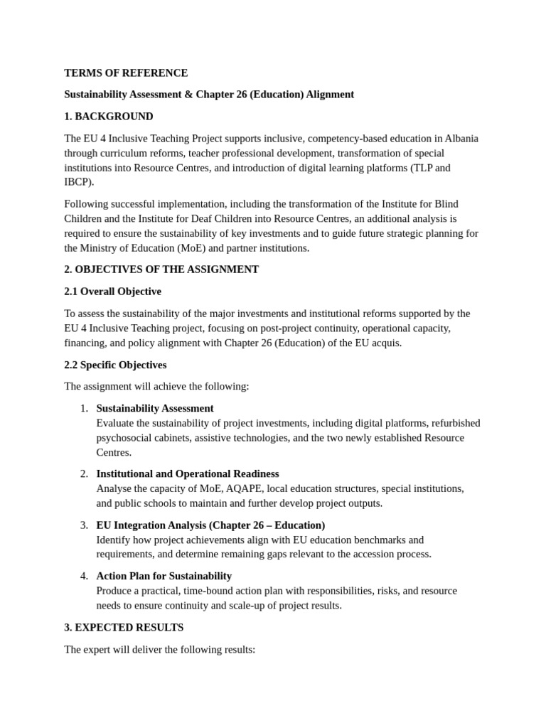 Sustainability Assessment for EU Education Project | PDF | Sustainability