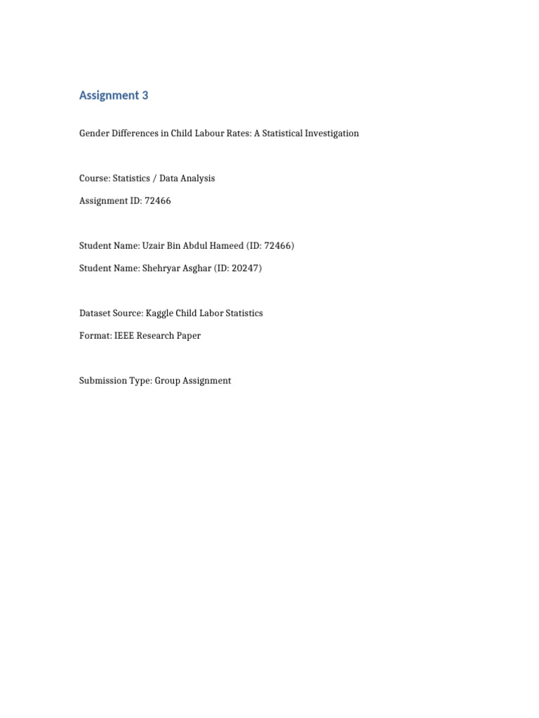 Assignment 3 Final Humanized | PDF | Student's T Test | Statistics