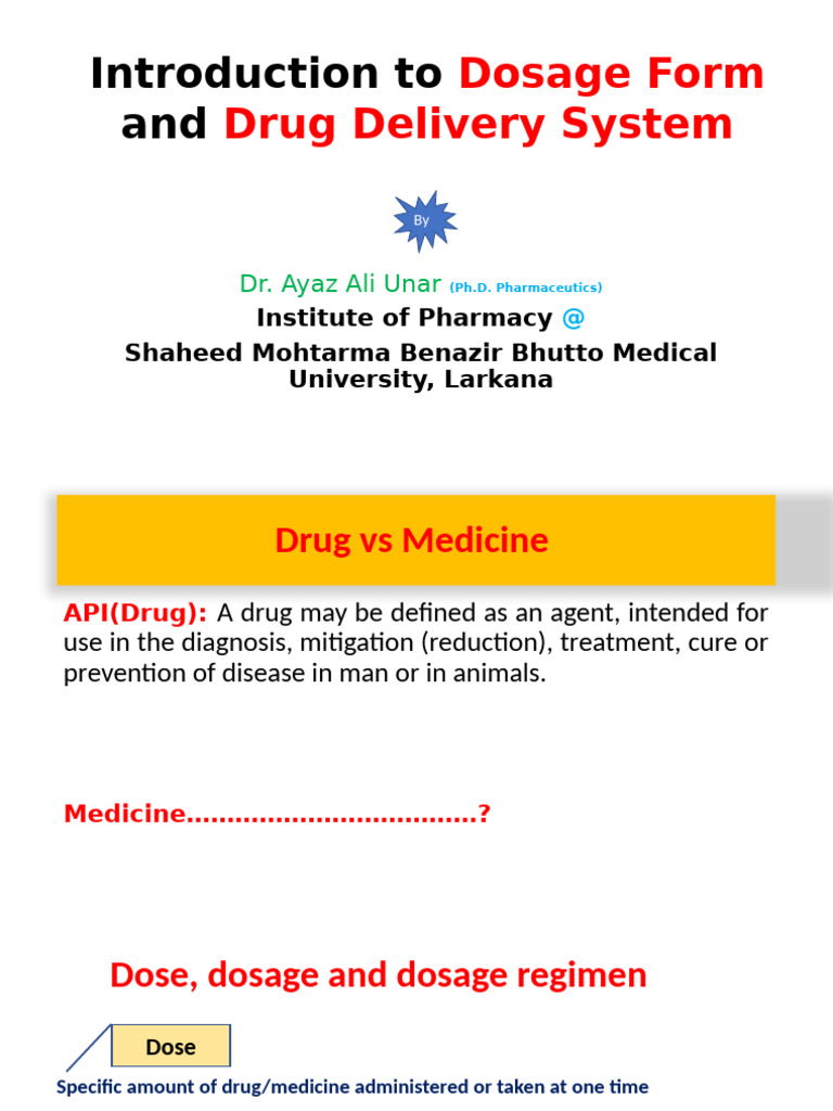 Introduction to Dosage Forms ...... | PDF | Chemistry | Dose (Biochemistry)