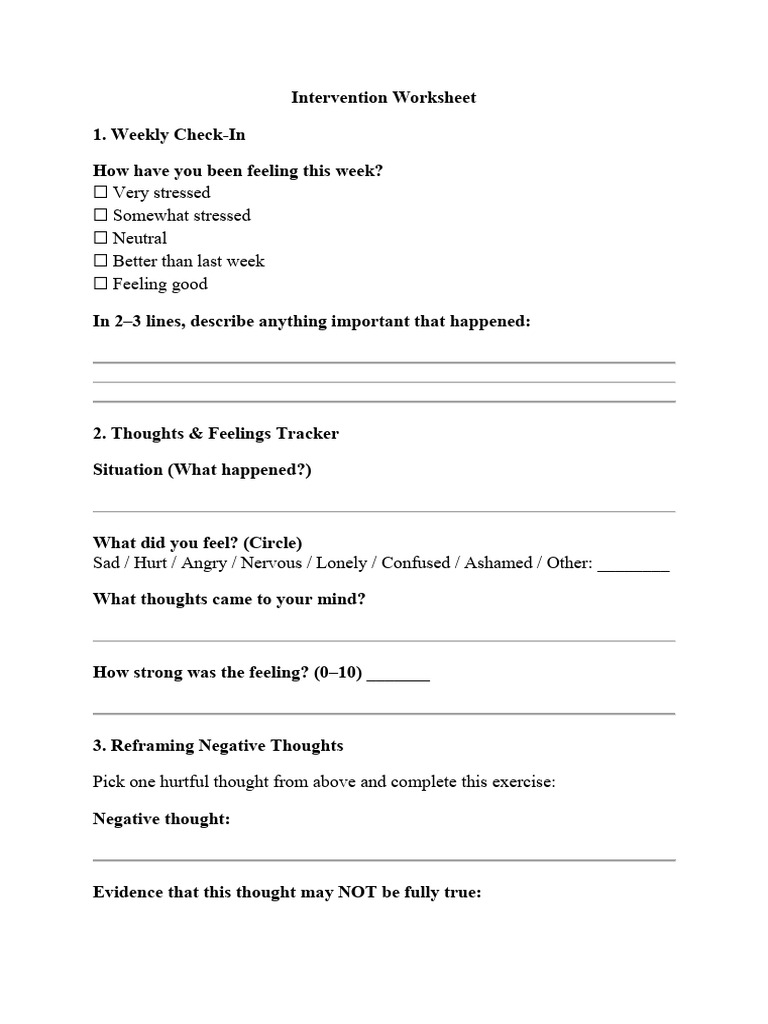 Weekly Emotional Wellness Worksheet | PDF