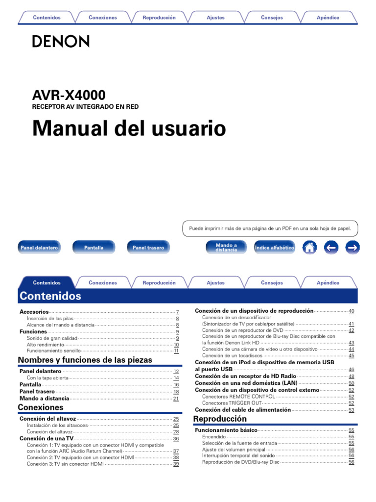 Manual Denon Avr-x4000 Español | PDF | Hdmi | Ios