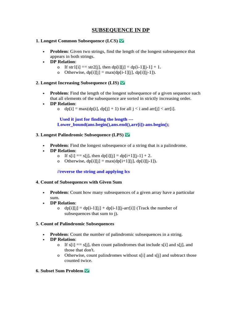 Subsequence in Dp | PDF | Algorithms | Mathematics