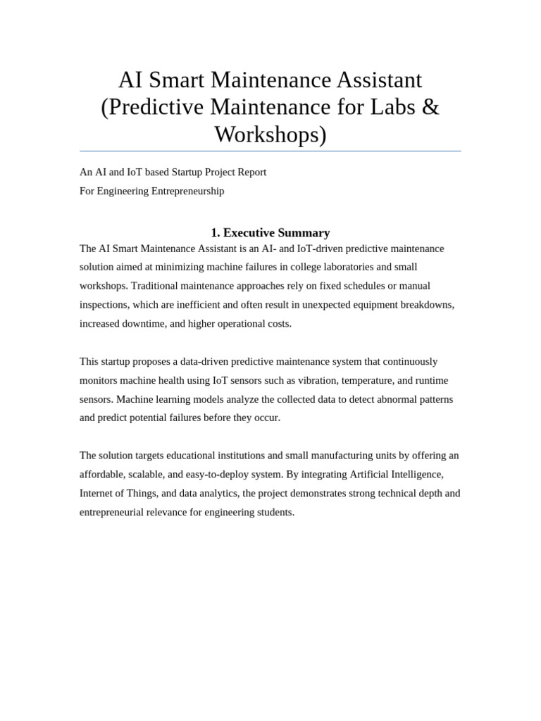 AI_Smart_Maintenance_Assistant_Report | PDF | Internet Of Things ...
