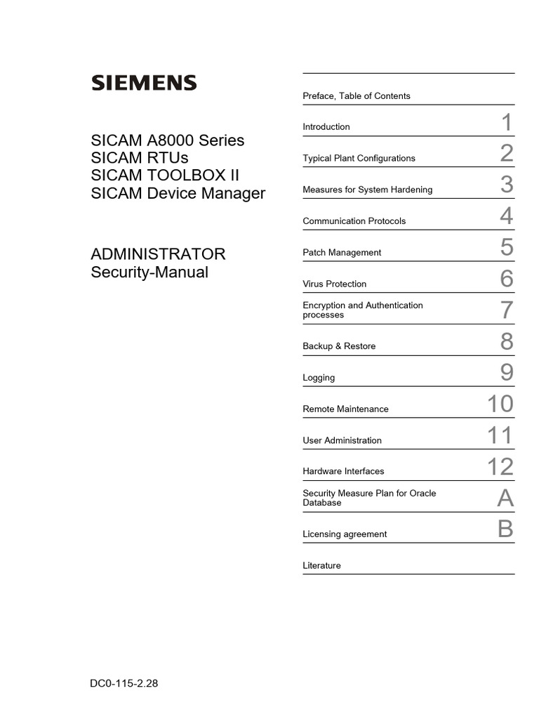SICAM A8000 Series Security Manual | PDF | Computer Network | Firewall ...