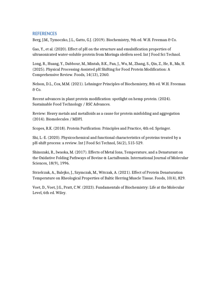 Properties of Proteins Expanded References Alphabetical | PDF