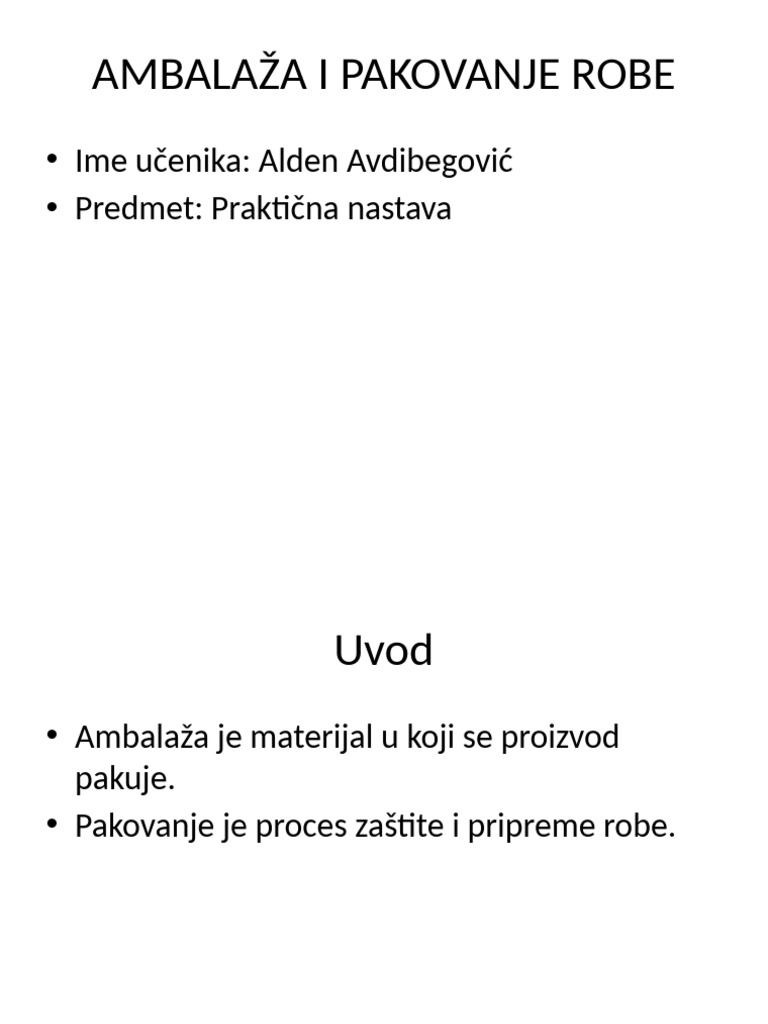Ambalaza I Pakovanje Robe | PDF