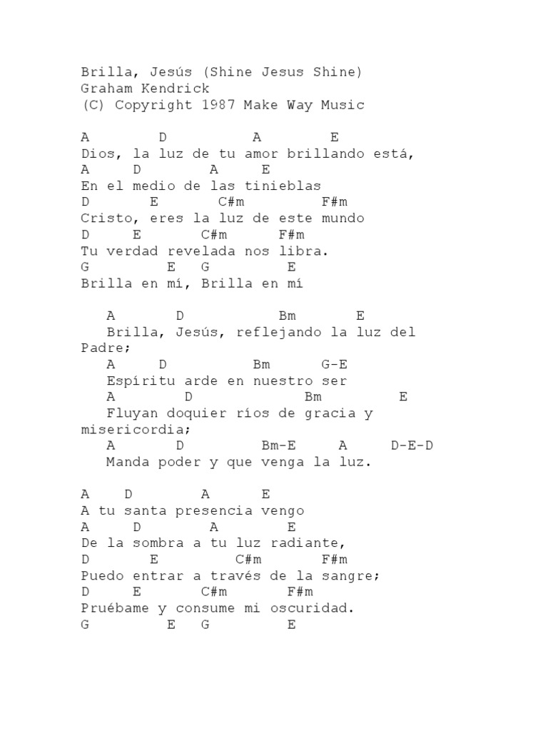 Brilla, Jesús: Letra y Acordes | PDF