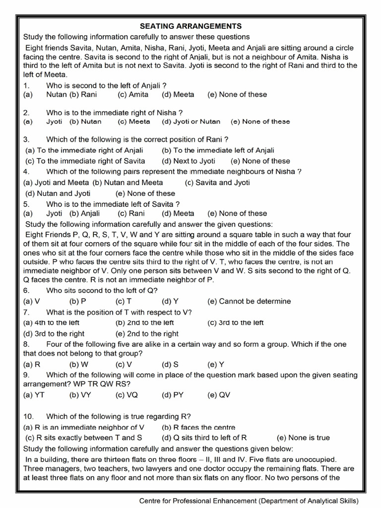 Seating Arrangement | PDF