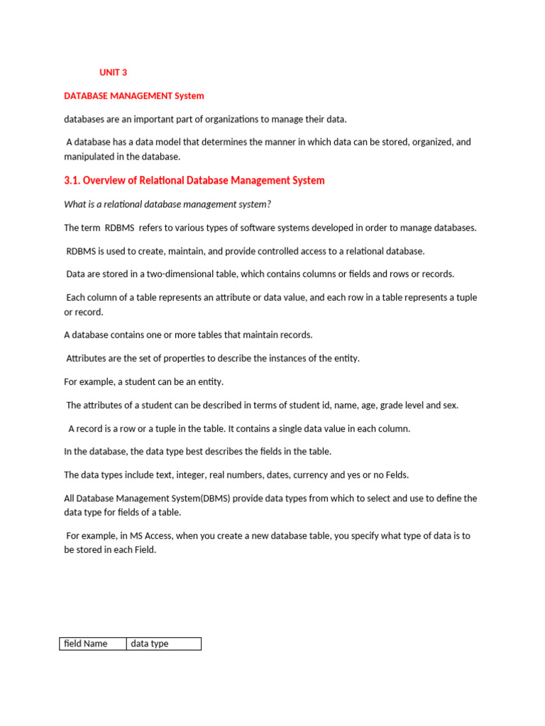 UNIT 3 | PDF | Relational Database | Databases