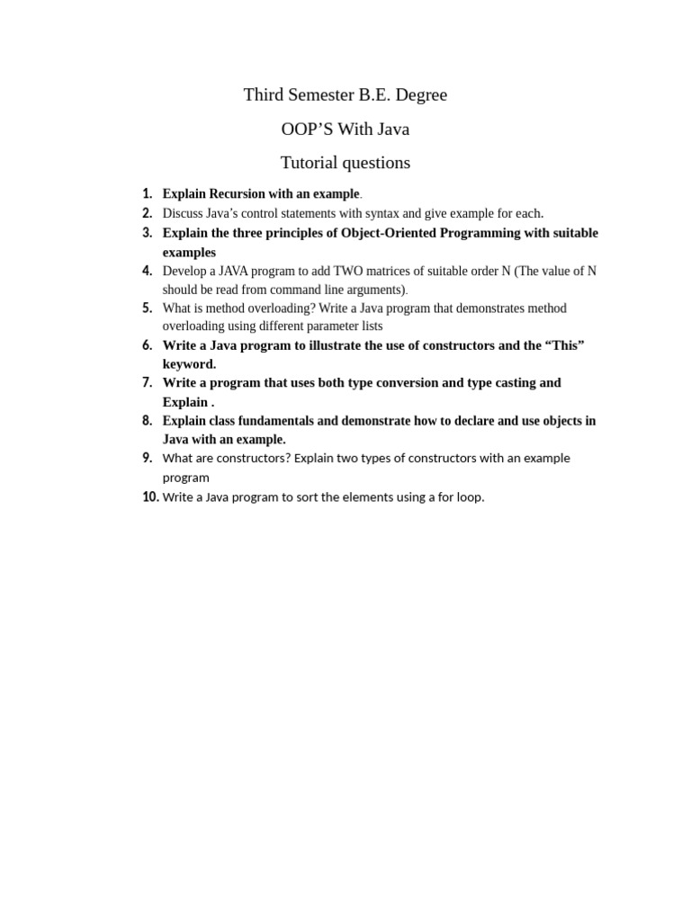 Opp With Java I Test | PDF