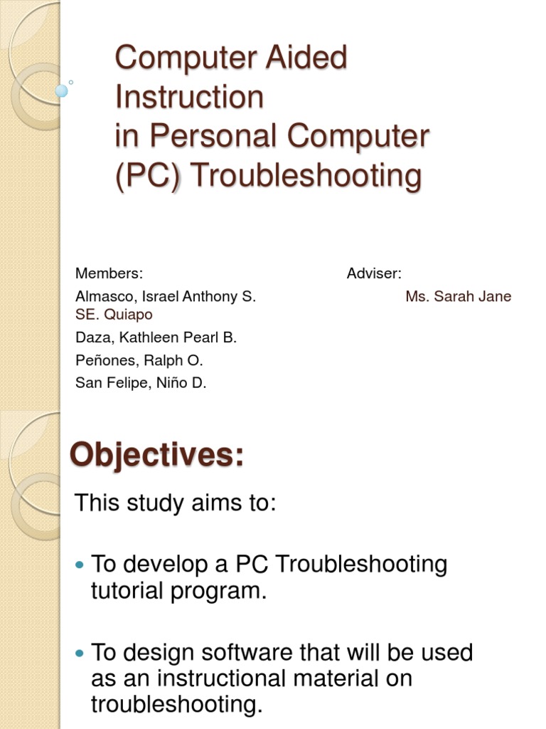 PC Troubleshooting Tutorial Program | PDF | Educational Technology ...
