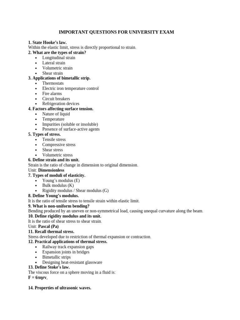 Part A Important Questions For University Exam With Answers | PDF ...